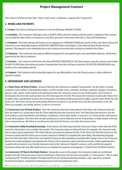 Project Agreement Template