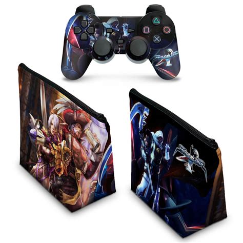 KIT Capa Case E Skin PS2 Controle SoulCalibur III Pop Arte Skins
