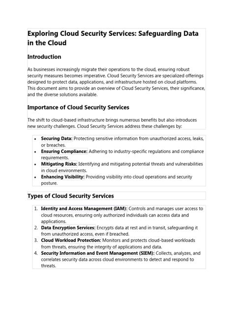 Exploring Cloud Security Services Pdf Cloud Computing Security