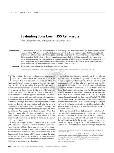 Pdf Evaluating Bone Loss In Iss Astronauts