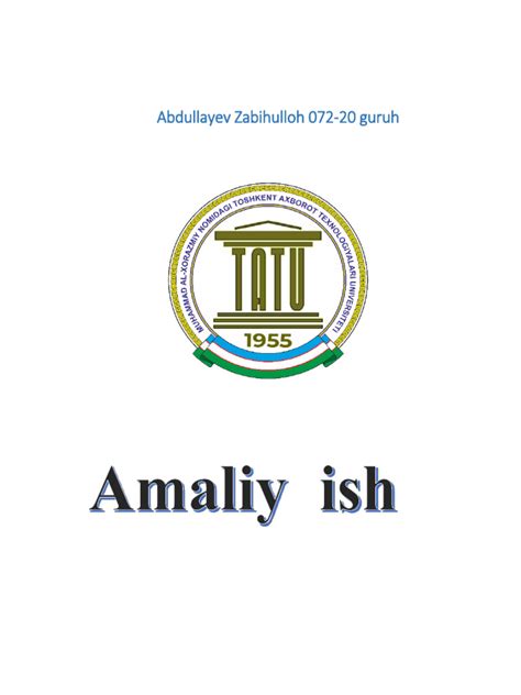 Amaliy Ish 1 Pdf