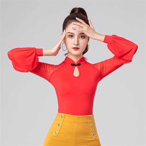 Women Girls Black Red Royal Blue Latin Ballroom Dance Tops Female
