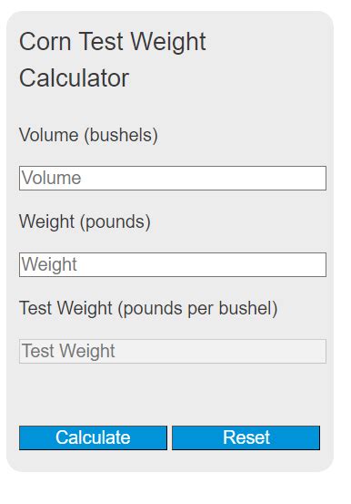 Corn Test Weight Calculator Calculator Academy
