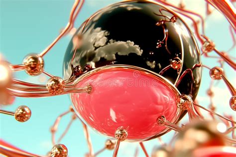 3d Rendering Showcasing Abstract Molecular Structure With Interconnecting Elements And Colorful