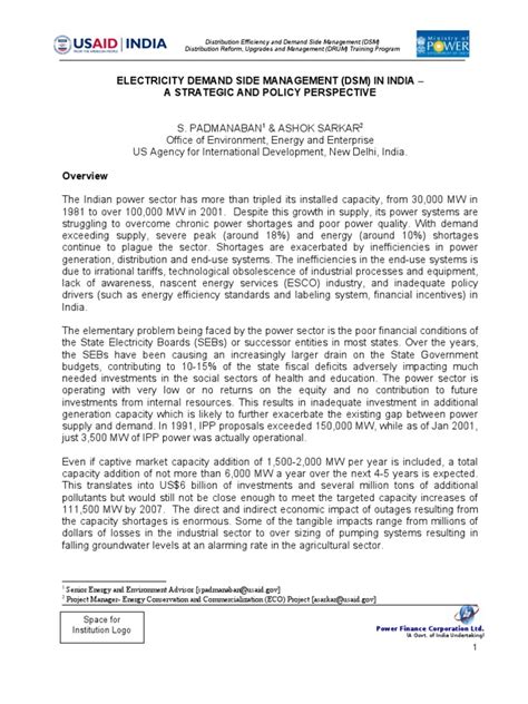 Electricity Demand Side Management Pdf