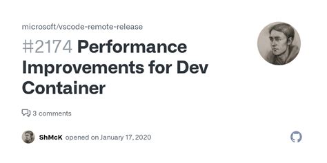 Performance Improvements For Dev Container · Issue 2174 · Microsoft