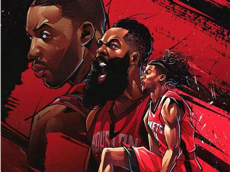Nba火箭队分位传承美漫插画海报 麦迪哈登杰伦格林写实acebang 站酷zcool