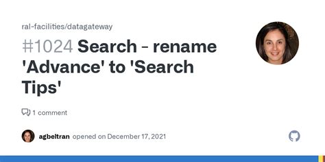 search rename advance to search tips · issue 1024 · ral