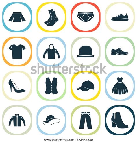 Garment Icons Set Collection Stylish Apparel Stock Vector Royalty Free