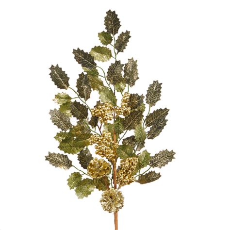 Raz 29 White Glittered Holly Christmas Tree Spray Raz Imports Raz