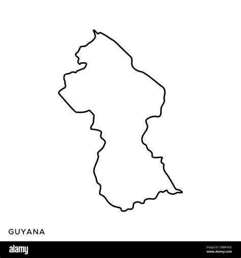 Line Map Of Guyana Vector Stock Illustration Design Template Editable