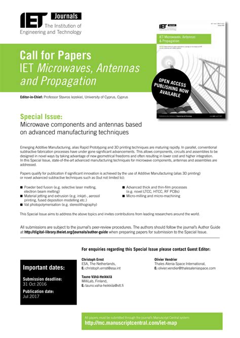 Call For Papers Iet Microwaves Antennas And Propagation