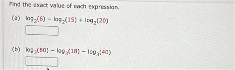 Solved Find The Exact Value Of Each Chegg