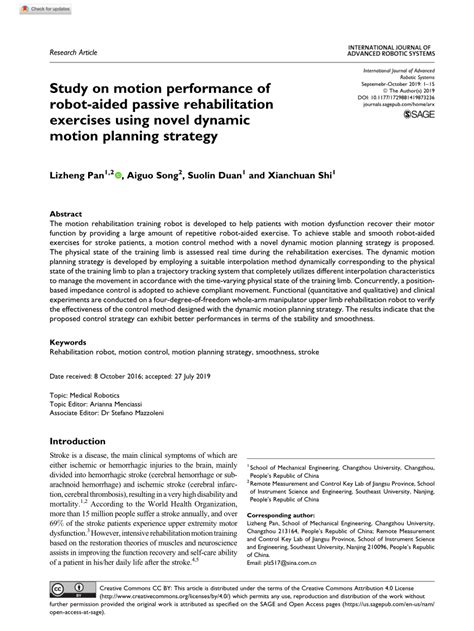 PDF Study On Motion Performance Of Robot Aided Passive Rehabilitation Exercises Using Novel