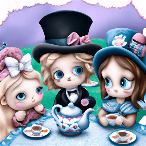 Alice In Wonderland Chibi Tea Party Graphic · Creative Fabrica