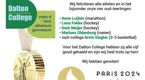 Zoetermeers Dagblad Dalton College Feliciteert Oud Leerlingen Met Olympische Medaille
