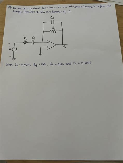 Solved (5) For the op Amp circuit given below, do the AC | Chegg.com