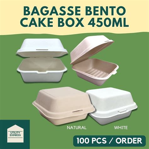 Pcs Sugarcane Clamshell Ml Bento Cake Box Natural White Bagasse Hamburger Box Shopee