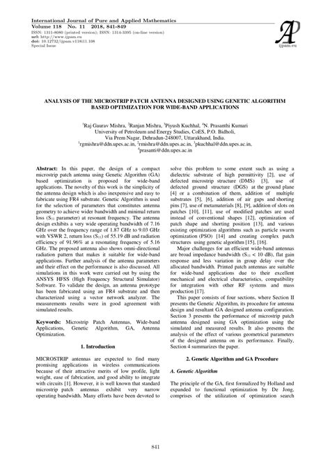 pdf analysis of the microstrip patch antenna designed using genetic