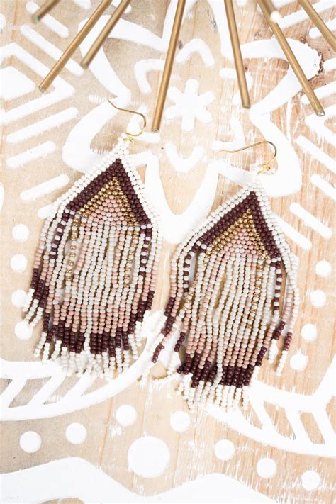 Sedona Ivory Seed Bead Fringe Earrings Wholesale Accessory Market