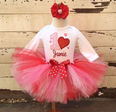 Valentine Tutu Outfit 1st First Birthday Girl Personalized Heart