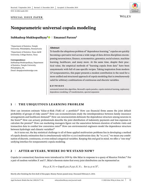pdf nonparametric universal copula modeling
