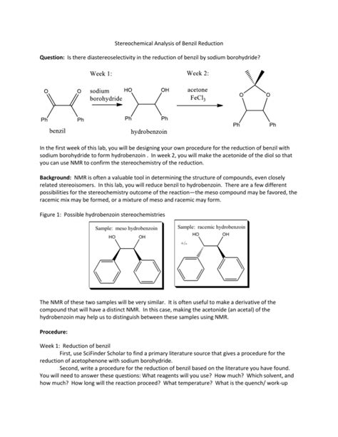 Benzil Reduction Stereochemistry Lab Manual