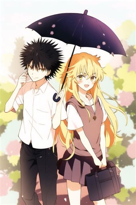 Kamijou Touma And Shokuhou Misaki In The Rain Novelai Rkamisaki