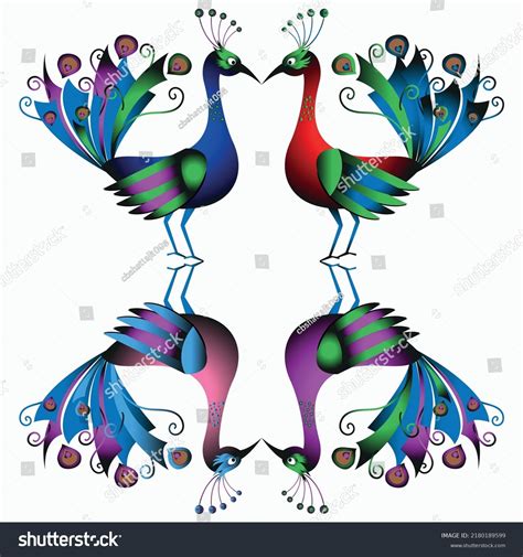 Indian National Bird Peacock Vector Illustration Stock Vector Royalty