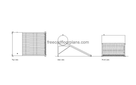 15 Tube Solar Heater Free Cad Drawings