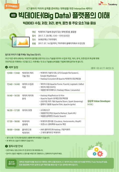 Sk플래닛 T아카데미 T아카데미 토크온 8차 세미나가 오픈되었습니다 이번 세미나에서는 빅데이터