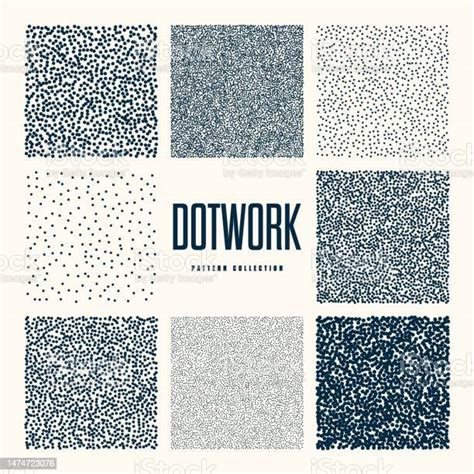 사각형 모양의 점선 개체 빈티지 스티플 요소 점각 도트 워크 그리기 점을 사용한 음영 하프 톤 효과 백색 잡음 거친 질감 패턴 벡터 그림 0명에 대한 스톡 벡터 아트 및