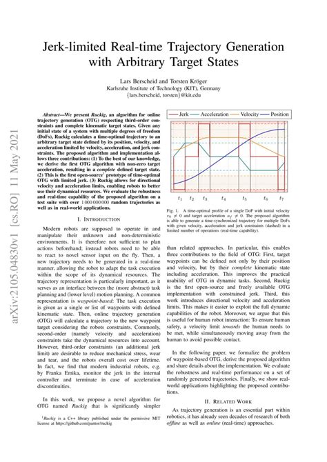 Jerk Limited Real Time Trajectory Generation With Arbitrary Target States Deepai