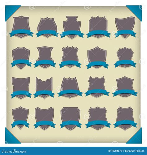 Vector Black Shields Set Stock Vector Illustration Of Frame 40084572