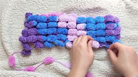 Knitting Pompom Yarn Learn To Knit A Blanket And Mat Plus More With