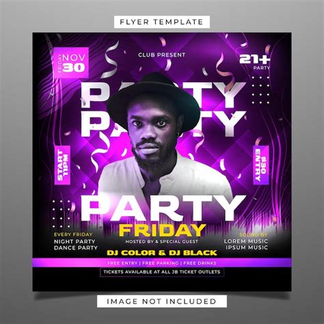Premium Vector Purple Club Party Flyer Template