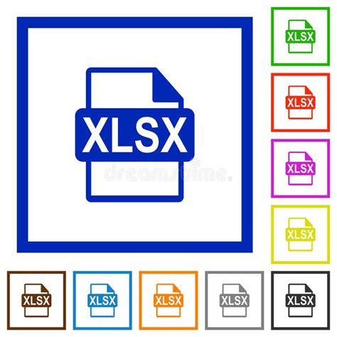 Xlsx File Format Flat Framed Icons Stock Vector Illustration Of