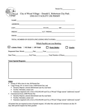 Fillable Online One Day Park Facility Reservation Form City Of Wood