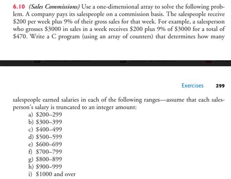 Solved 610 Sales Commissions Use A One Dimensional Array