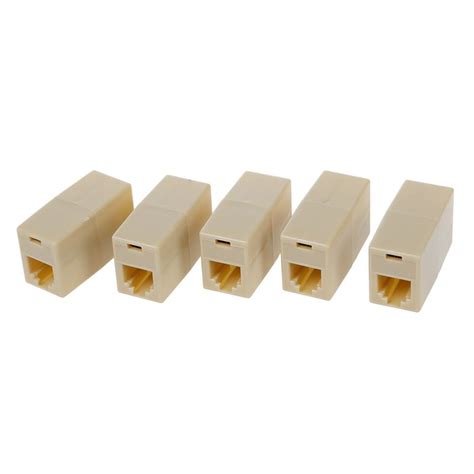 5 Pcs Beige Plastic Rj11 6p4c Female Female Telephone Cable Inline