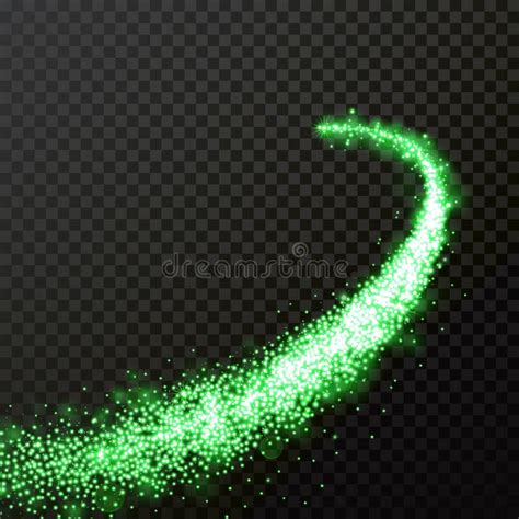 Green Glitter Wave Vector Sparkle Particles Trail Stock Vector Illustration Of Firework Shine