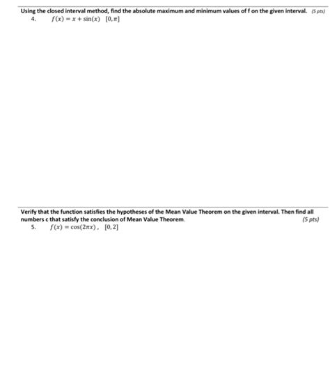 Solved Using The Closed Interval Method Find The Absolute Chegg