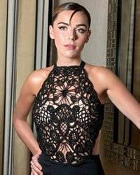 Kiernan Shipka Parades Out Her Nipples In A Lace Dress