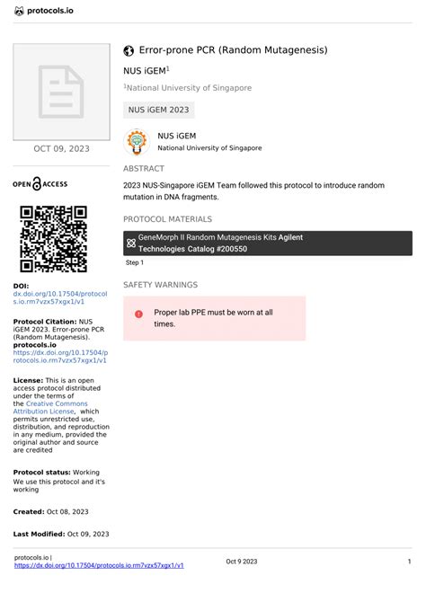 Pdf Error Prone Pcr Random Mutagenesis V1