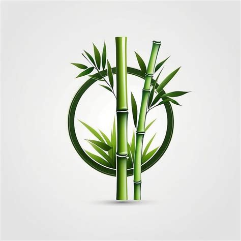 Bamboo In Zen Brush Stoke Logo Template Green Bamboo Trees Vector