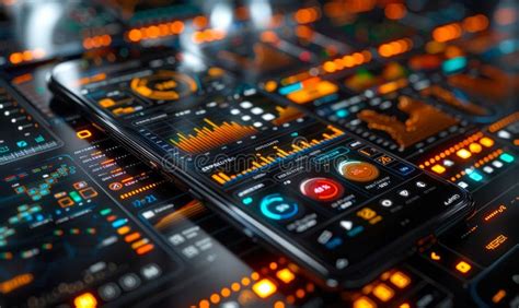 Futuristic Smartphone Displaying Advanced Data Analytics And Business Intelligence Graphs On A