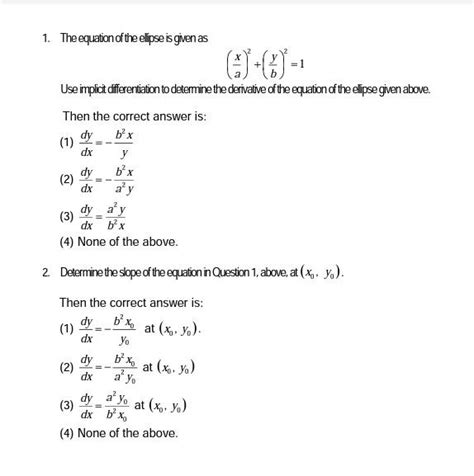 Solved 1 The Equation Of The Elipse Is Given As у Use