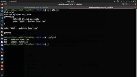 Shell Scripting Local Variables Geeksforgeeks