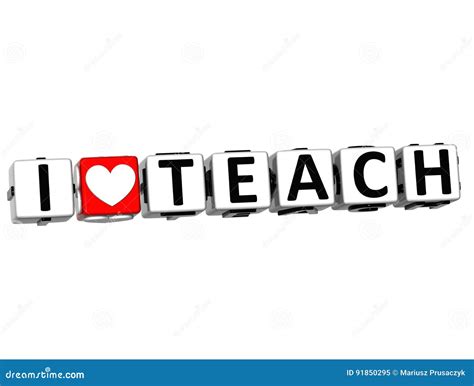 D I Love Teach Button Click Here Block Text Stock Illustration