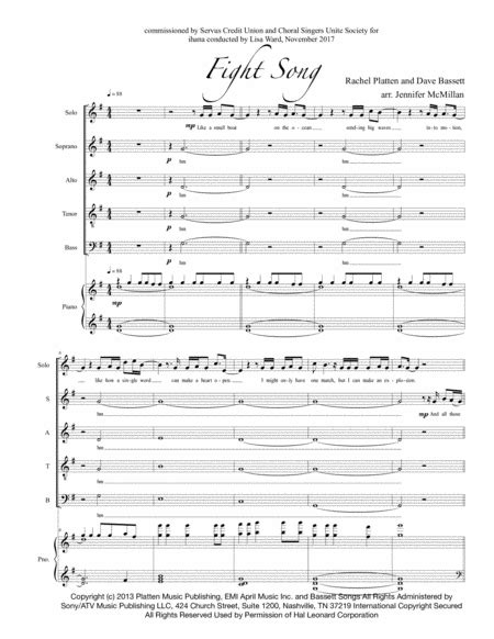 Fight Song Arr Jennifer Mcmillan By Rachel Platten Sheet Music For
